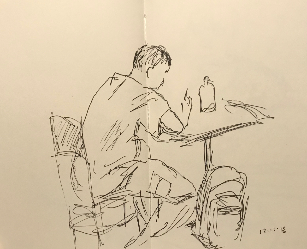 Man Writing, with Bottle and Knapsack | Brotherly Love