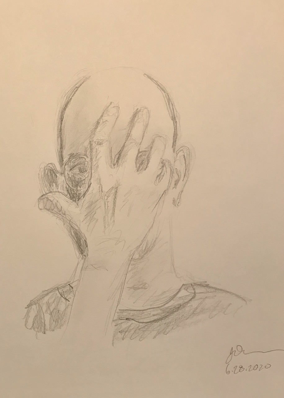 Quarantine Portrait Series Self Portrait With Hand Brotherly Love